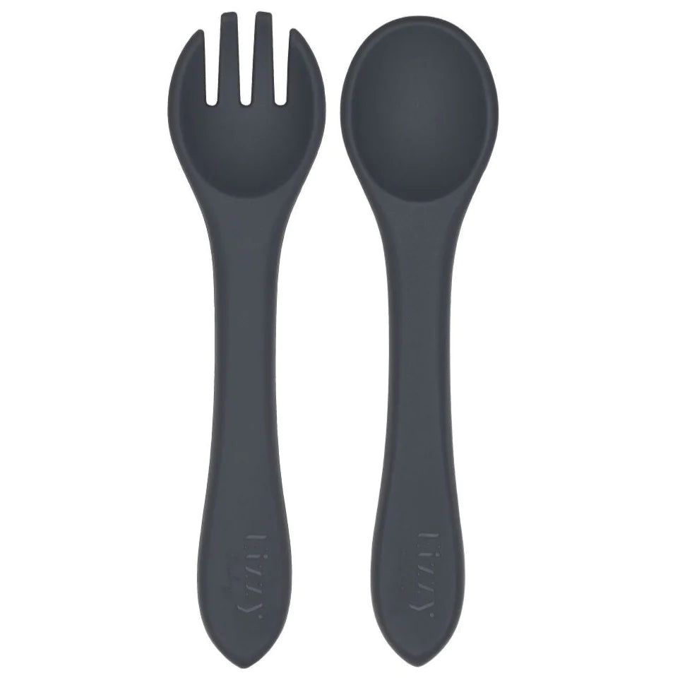 Silicone Spoon and Fork Set (Dark Gray) | FLOURYSH
